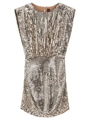 BOSS Slim-fit Sequined Dress - Dark Orange