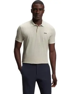 BOSS Cotton-piqué Polo Shirt With All-over Print - Light Beige