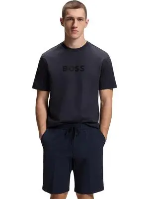 BOSS Cotton-jersey T-shirt With Golf-inspired Logo - Dark Blue