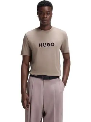 Hugo Tortoise-logo T-shirt In Cotton Jersey - Light Brown