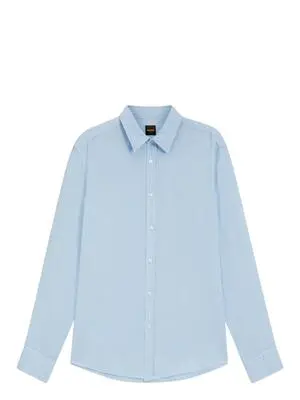 BOSS Regular-fit Shirt In Linen Light Blue