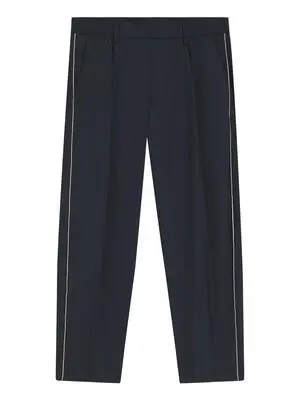 BOSS Tapered-fit Trousers With Pleats - Dark Blue