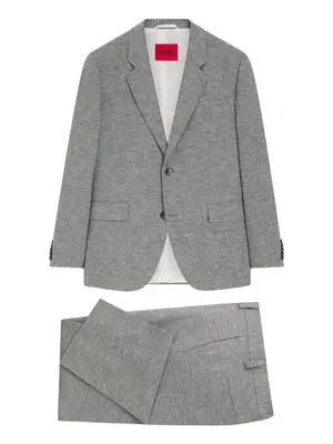 Hugo Two-piece Modern-fit Suit In Sharkskin Fabric - Dark Grey