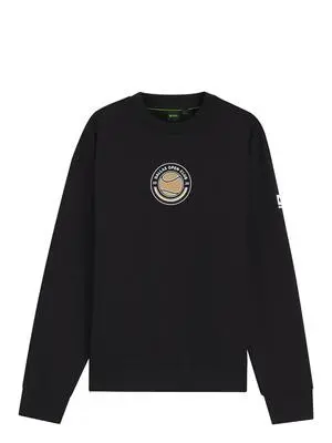 BOSS Cotton-terry Sweatshirt With Tennis Artwork - Black