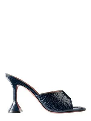 Amina Muaddi Lupita Croc-effect Leather Mules - Blue