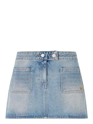 COURREGES Embroidered Denim Mini Skirt - Blue