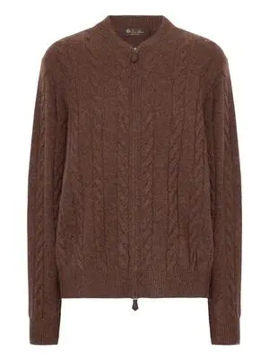Loro Piana Cedar Cable-knit Cashmere Cardigan - Brown