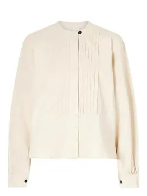 JIL SANDER Pleated Linen Shirt - Cream