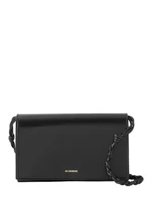 JIL SANDER Tangle Leather Shoulder Bag - Black