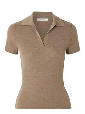 Max Mara Ribbed Wool Polo Shirt - Neutrals