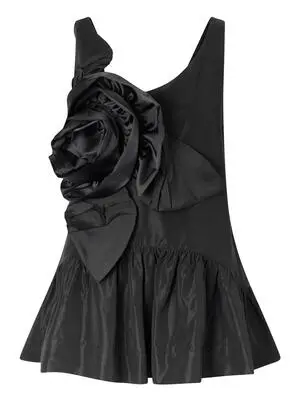 Simone Rocha Appliquéd Ruffled Taffeta Top - Black