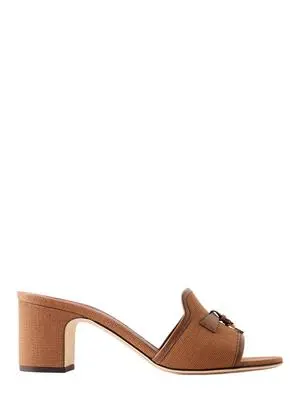 Loro Piana Embellished Canvas Mules - Brown