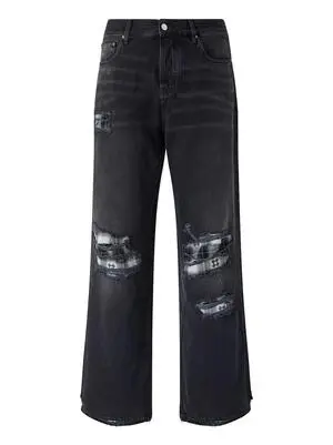 Amiri Distressed Wide-leg Jeans - Black