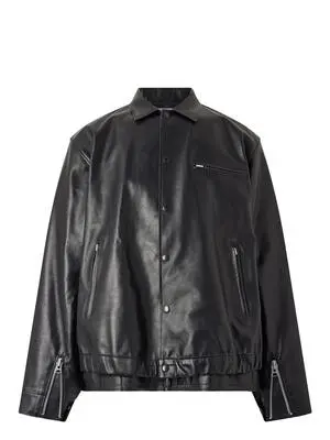 Sacai Layered Leather Blouson Jacket - Black