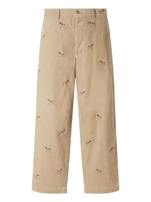 Polo Ralph Lauren Straight-leg Embroidered Cotton-corduroy Trousers - Neutrals