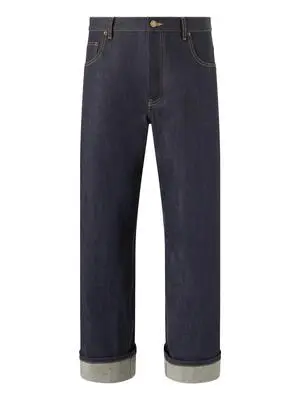Thom Browne Cropped Straight-leg Selvedge Jeans - Blue