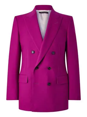 TOM FORD Slim-fit Double-breasted Wool-twill Blazer - Pink
