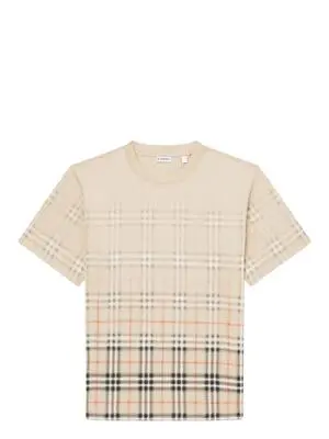 Burberry Checked Cotton-jersey T-shirt - Neutrals