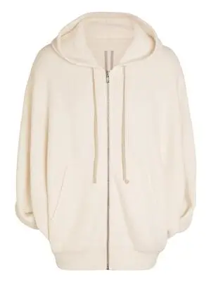 Rick Owens Zipped Hooded Knit Jumper - Cream