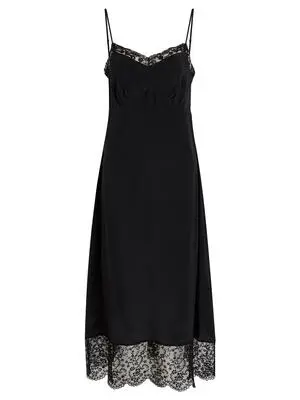 Simone Rocha Lace-trimmed Crepe-de-chine Midi Dress - Black