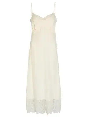 Simone Rocha Lace-trimmed Crepe-de-chine Midi Dress - Cream