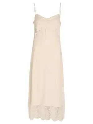 Simone Rocha Lace-trimmed Crepe-de-chine Midi Dress - Nude