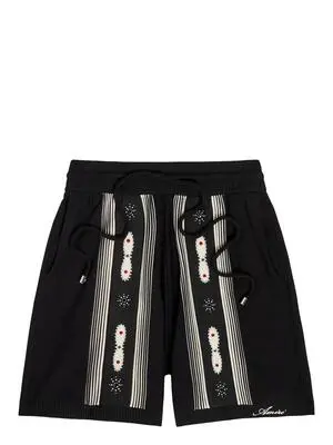 Amiri Striped Embellished Wool-blend Shorts - Black