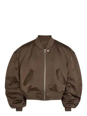 Rick Owens Secchia Flight Satin Bomber Jacket - Dark Brown