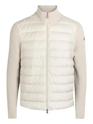 Moncler Quilted Shell And Knit Jacket - Ecru
