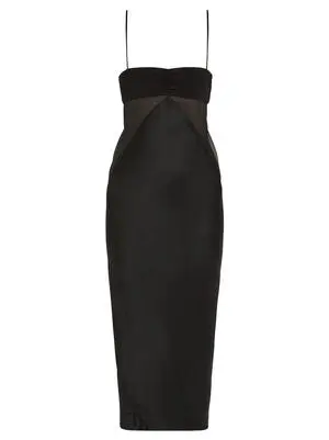 Rick Owens Panelled Satin Slip Midi Dress - Black