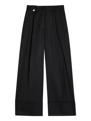 Simone Rocha Turn-up Wide-leg Gabardine Trousers - Black
