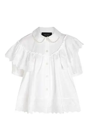 Simone Rocha Cotton Blouse With Frill Detail - White