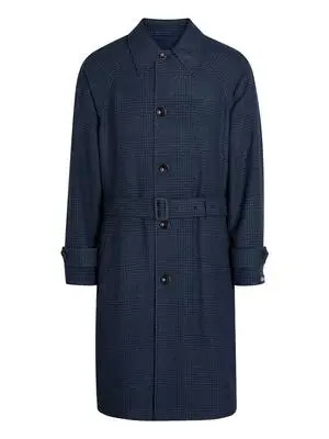 Polo Ralph Lauren Balmacaan Reversible Belted Wool And Silk-blend Coat - Navy