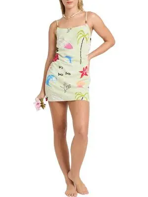 BILLABONG Lottie Hall Print Sleeveless Mini Dress - Sunny Lime
