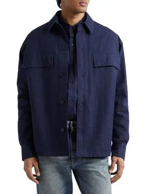 Balmain Cotton Jacquard Button-up Overshirt - 6ub Marine