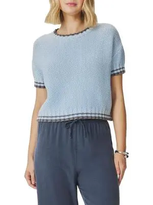 Splendid Ann Marie Short Sleeve Cotton Sweater - Country Air Blue/indigo