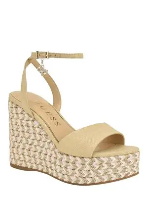 Guess Everly Platform Wedge Sandal - Natural