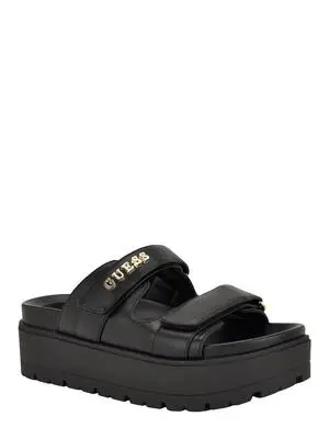 Guess Faxon Platform Slide Sandal - Black 001