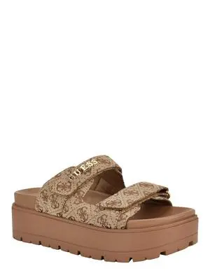 Guess Faxon Platform Slide Sandal - Medium Brown 210