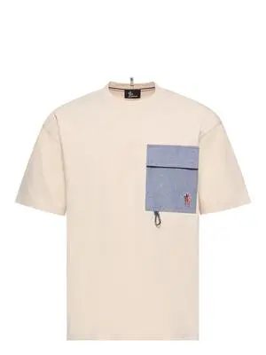 Moncler Cotton Blend T-shirt With Denim Pocket - White