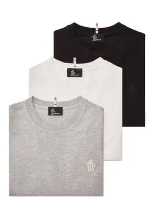 Moncler Logo Patch Cotton Blend T-shirt - Multicolor