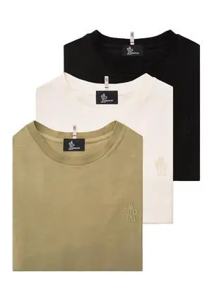 Moncler Logo Patch Cotton Blend T-shirt - Multicolor