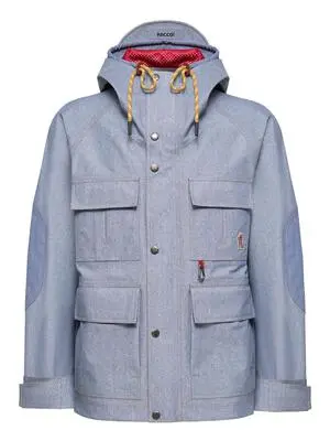 Moncler Ajaccio Chambray Hooded Field Jacket - Blue