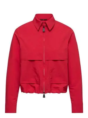 Moncler Technical Froissé Long Sleeve Shirt - Red