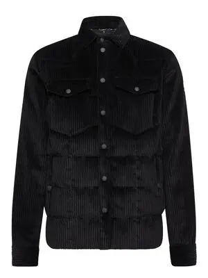 Moncler Gelt Corduroy Down Shirt Jacket - Black