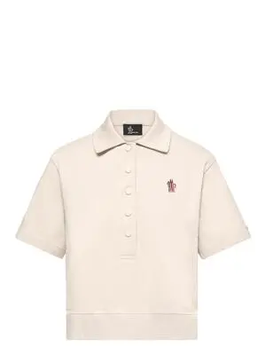 Moncler Logo Patch Cotton Polo Shirt - White
