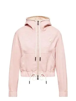 Moncler Linen & Cotton Blend Zip-up Hoodie - Pink