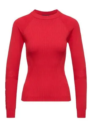 Moncler Crêpe Viscose Blend Crewneck Sweater - Red