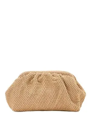 REISS Georgia Woven Raffia Clutch - Natural