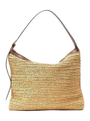 REISS Raffia Shoulder Bag - Natural